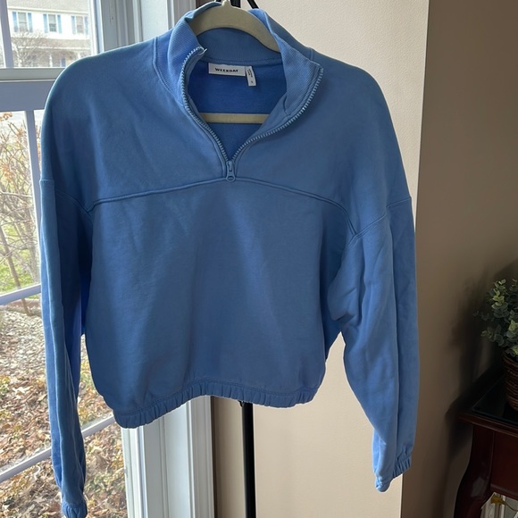 Weekday | Tops | Weekday 34 Zip Cropped Sweatshirt | Poshmark